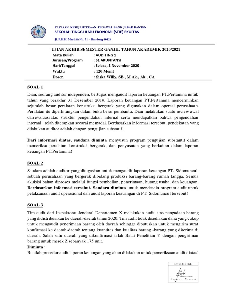 Siska UTS AUditing 2020 Validasi | PDF