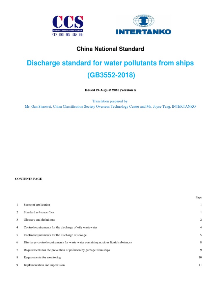 Discharge Standards For Water Pollutants From Ships | PDF | Sewage ...