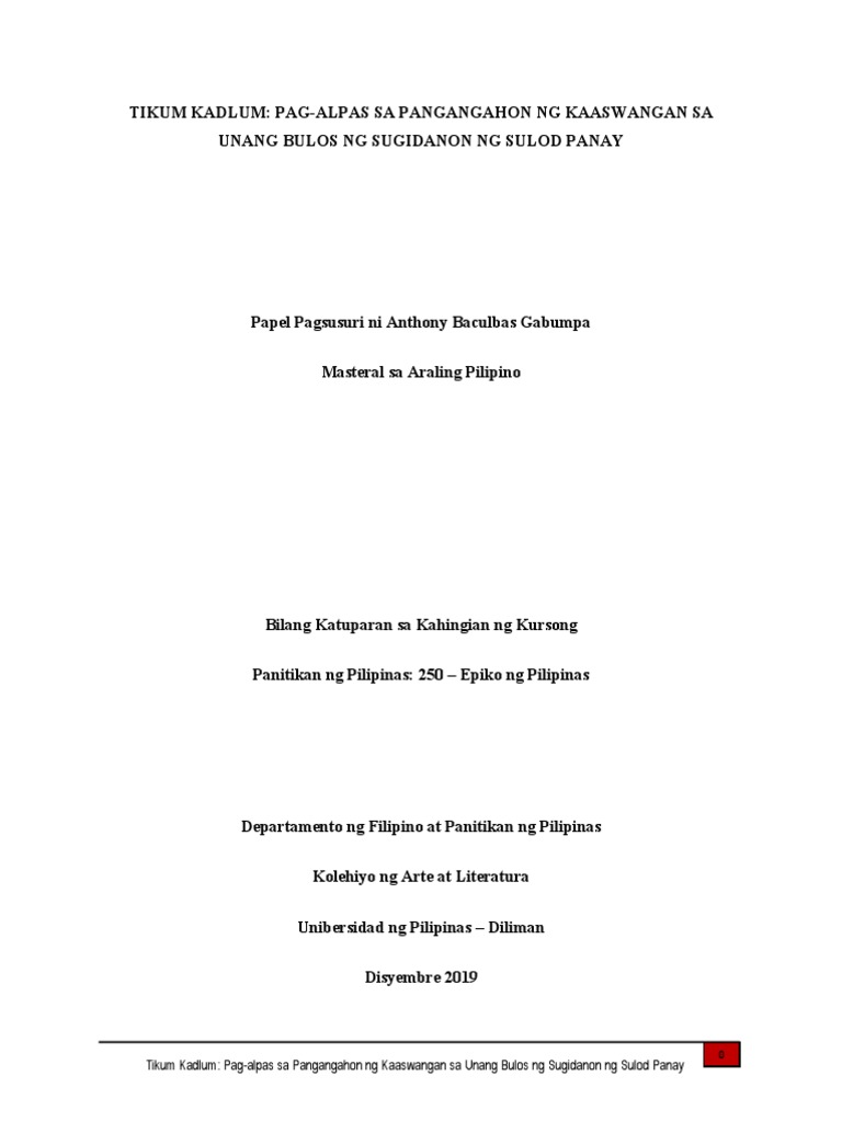 PANPIL 250 - Pinal Na Papel Sa Epiko NG Pilipinas - Anthony B. Gabumpa ...