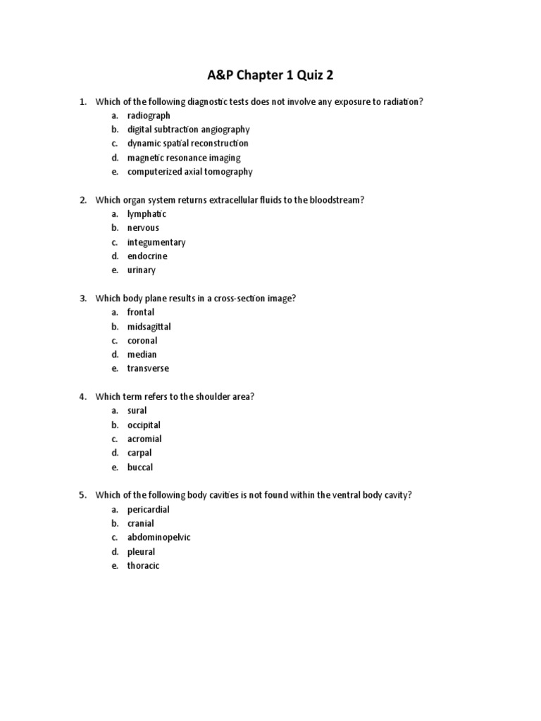 A&P Chapter 1 Quiz 2 | PDF