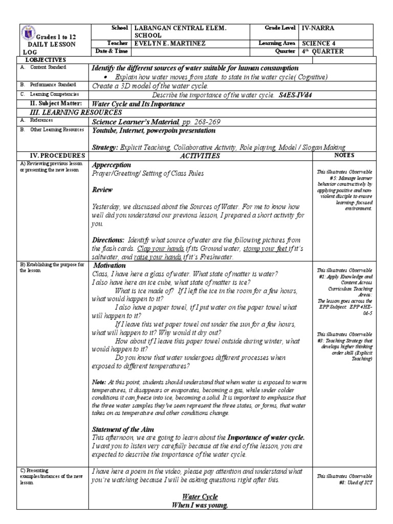 Cot Science 4 - 4TH Quarter | PDF | Curriculum | Ice