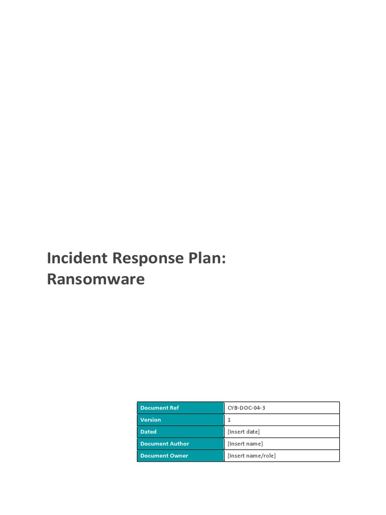 Incident Response Plan | PDF | Ransomware | Malware