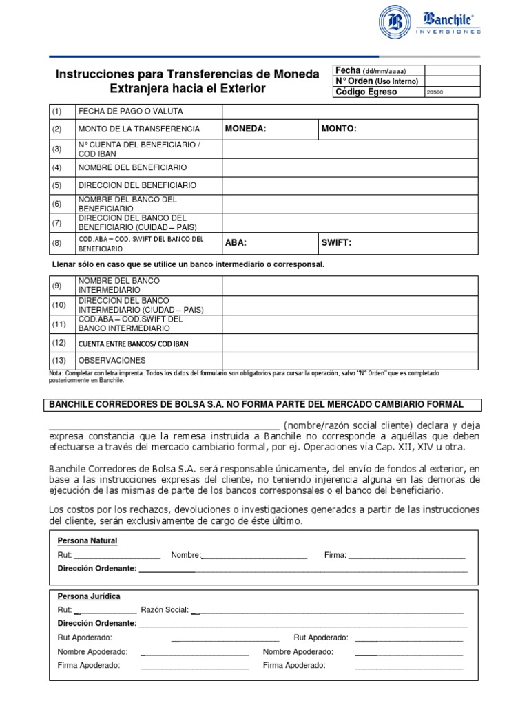 Formulario Transferencias | PDF | Transferencia bancaria | Economias