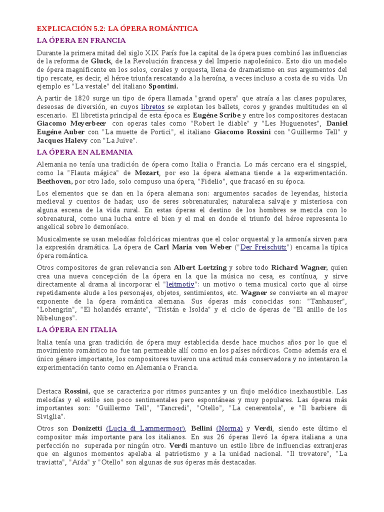 5.2 La Opera El Romanticismo | PDF | Musica romantica | Ópera