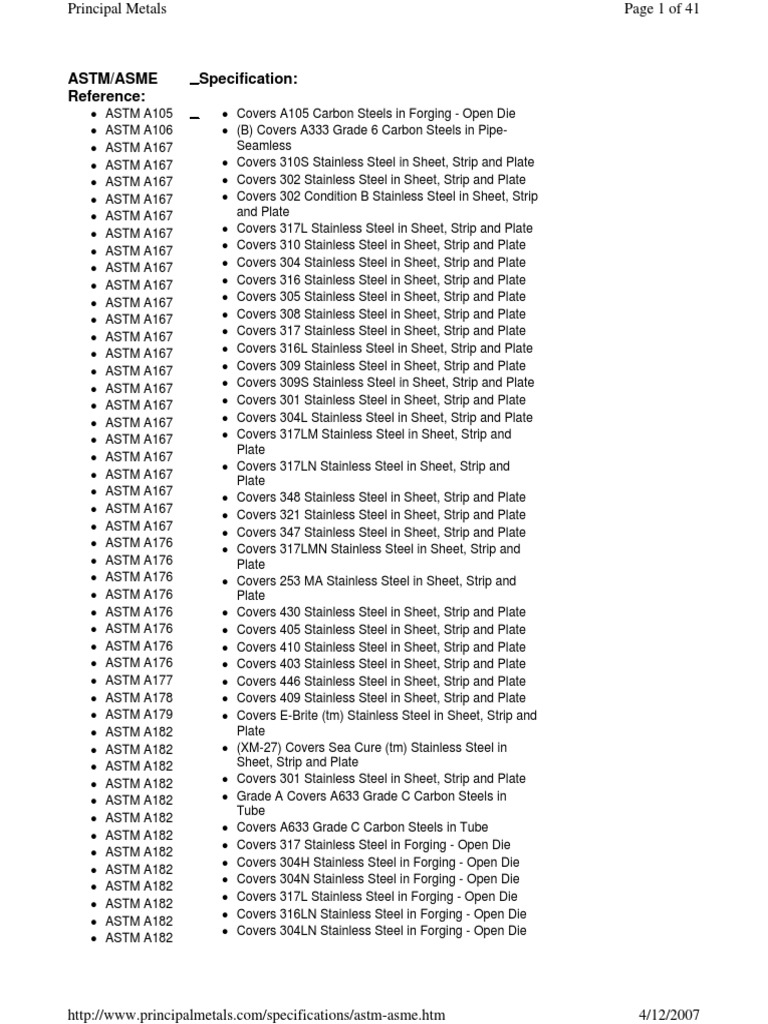 ASTM/ASME Specifications Overview | PDF | Sheet Metal | Steel