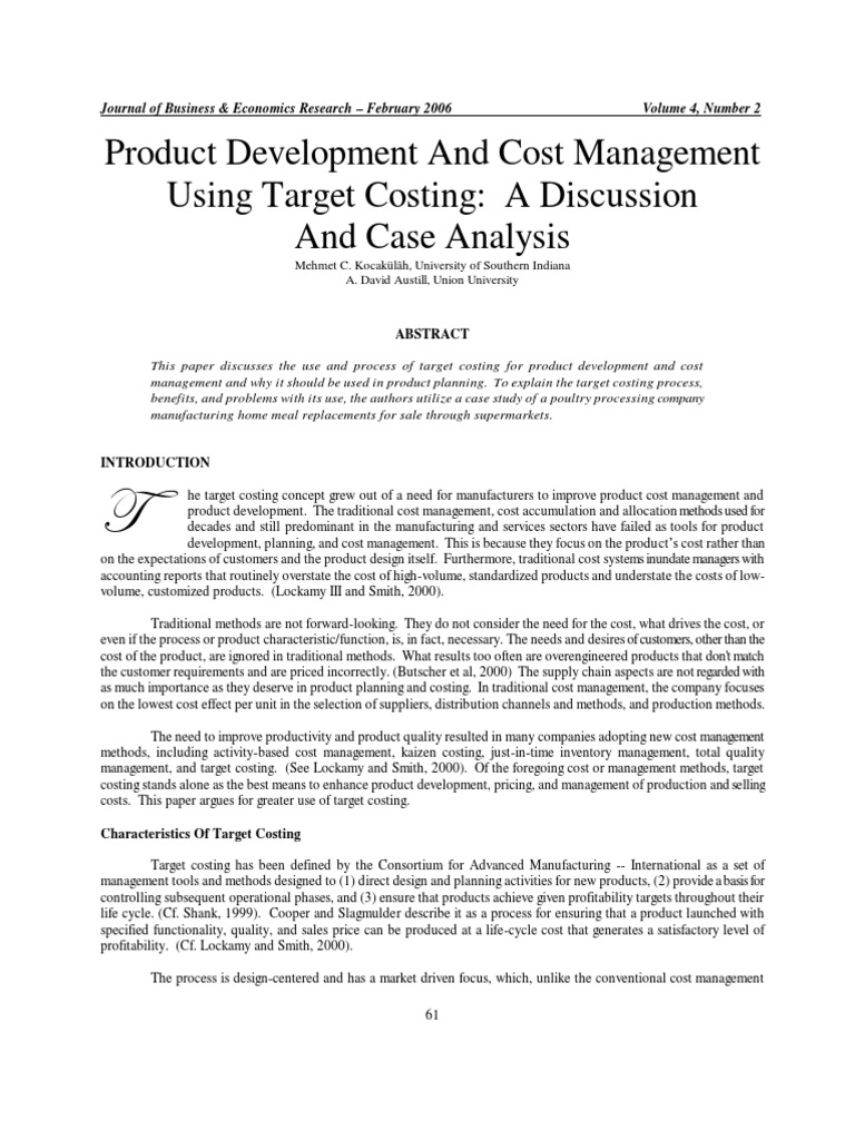 Target Costing Example | Download Free PDF | Cost Accounting | Retail