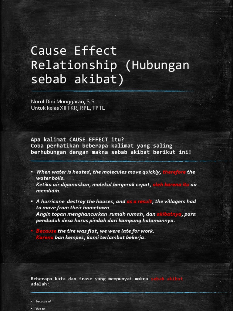 Cause Effect Relationship (Hubungan Sebab Akibat) : Nurul Dini ...
