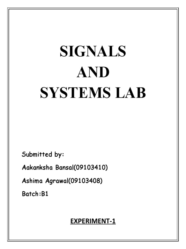 Signals And Systems Lab Experiment 1 Pdf Mathematical Analysis