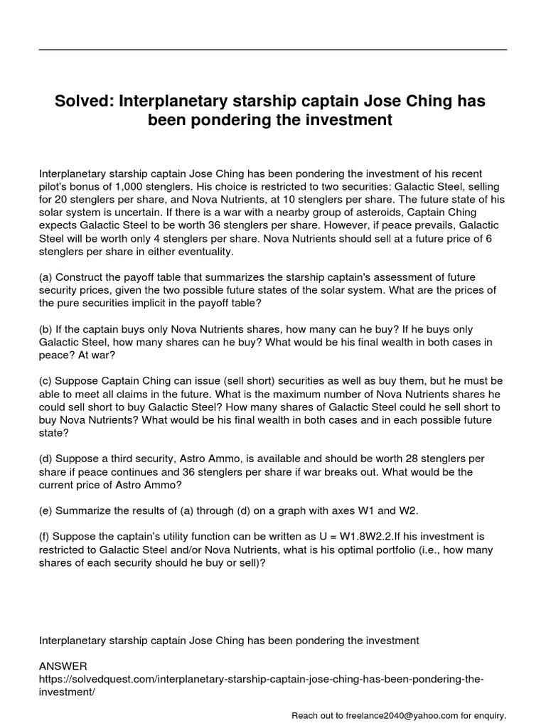 Interplanetary Starship Captain Jose Ching Has Been Pondering The ...