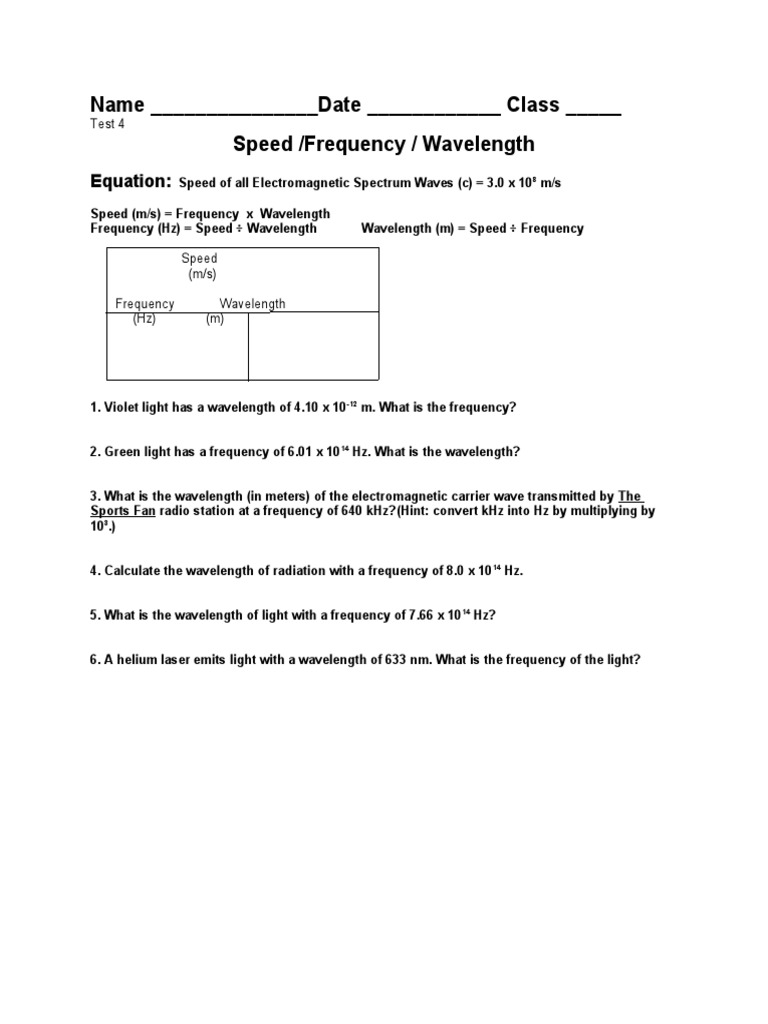 Electromagnetic Waves: Frequency & Wavelength Calculations | PDF