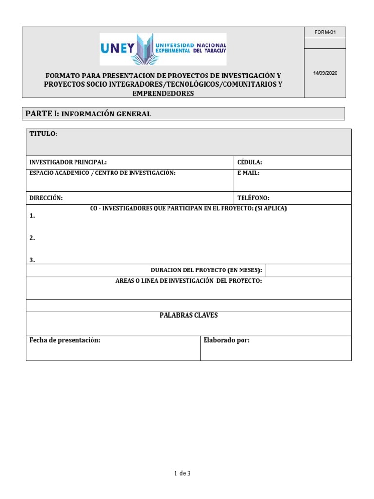 1-Formato - Presentacion - Proyectos 2020 | PDF | Diseño | Business