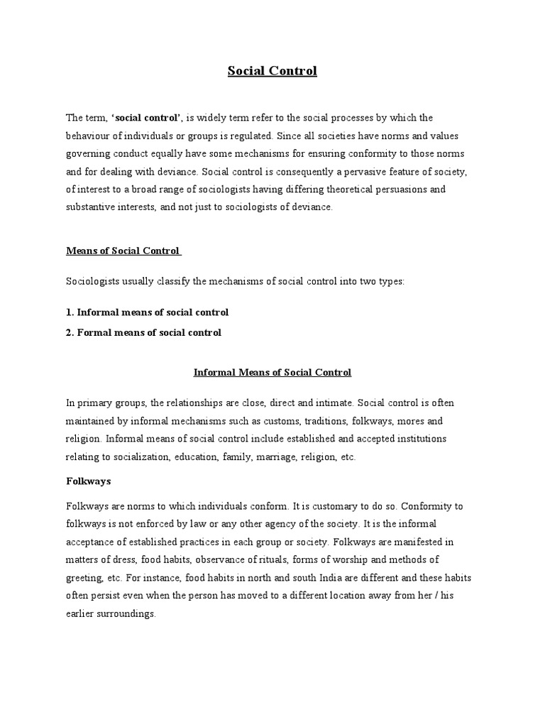 Social Control | PDF | Deviance (Sociology) | Institution