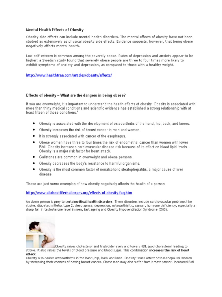 Mental Health Effects of Obesity | PDF | Obesity | Hyperalimentation
