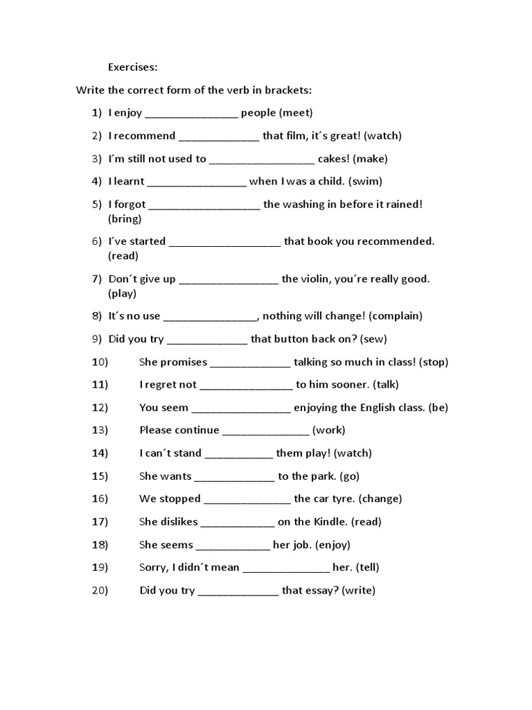 Verb Plus Gerund or Infinitive Information Gap Activities - 133026 ...