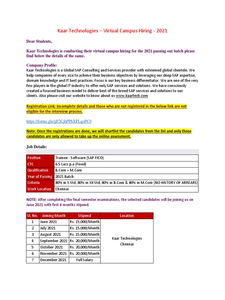 Kaar Technologies - Virtual Campus Hiring - 2021 | PDF | Human Nature ...
