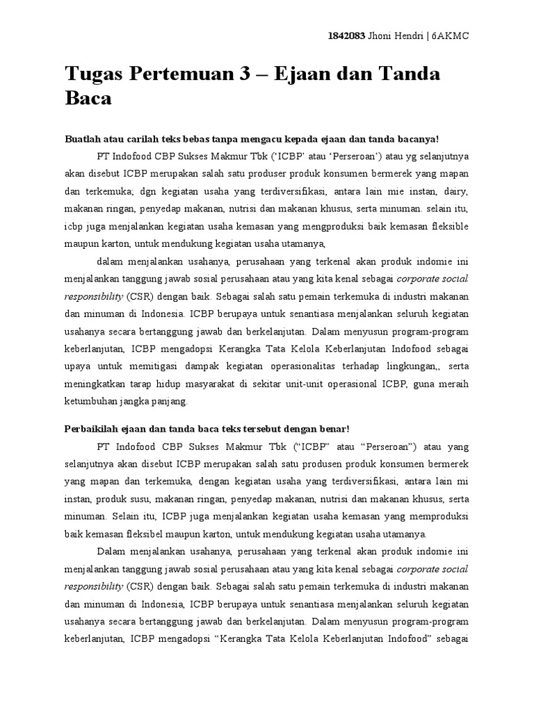 Ejaan dan Tanda Baca ICBP yang Benar | PDF