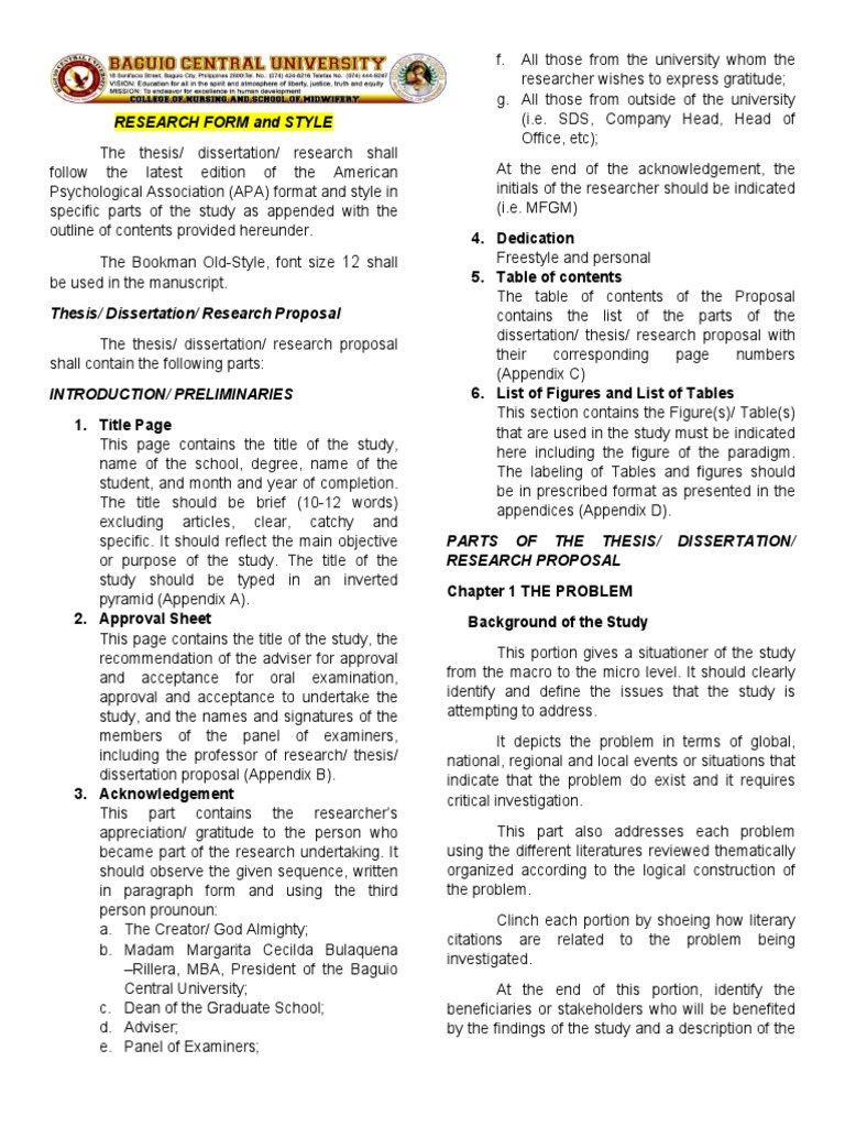 Dedication 5. Table of Contents: Research Form and Style | PDF ...