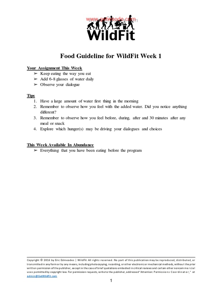Food Guideline For Wildfit Week 1: Your Assignment This Week | PDF