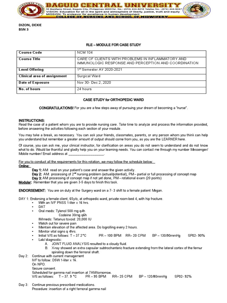 Nov 30 Dec 2 Case Study Module 1 | PDF | Hip | Medical Diagnosis