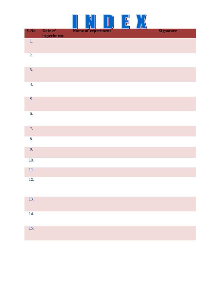 S.No. Date of Experiment Name of Experiment Signature | PDF