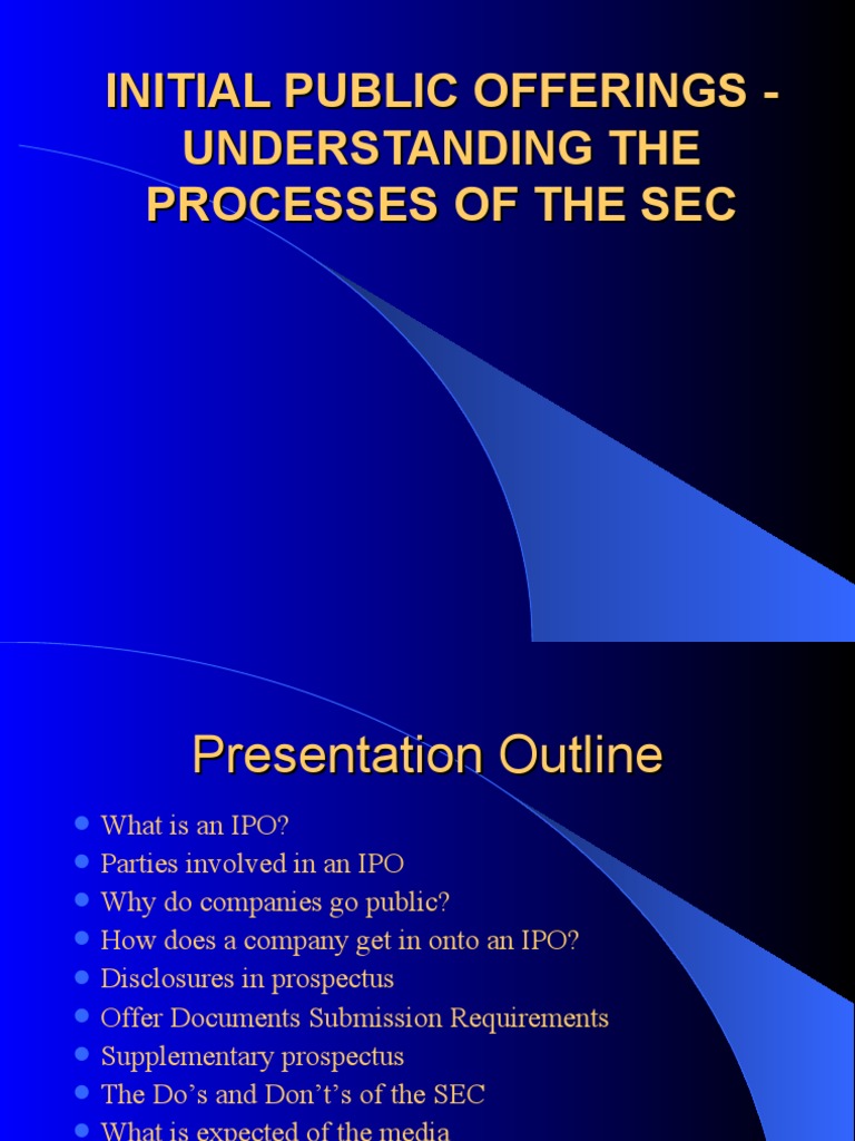 Initial Public Offerings - Understanding The Processes of The Sec | PDF ...