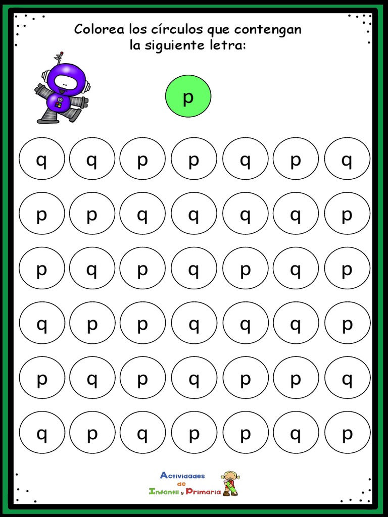 Ejercicios de identificación de letras en círculos | PDF