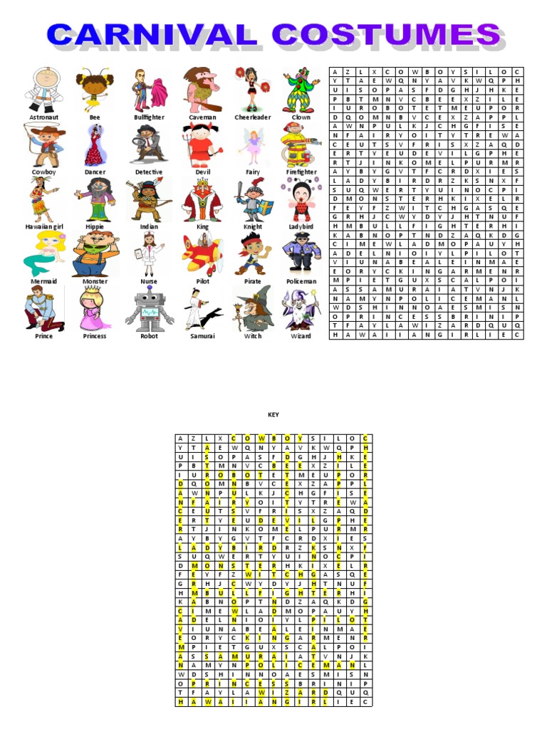 Carnival Costumes Wordsearch Puzzle | PDF | Toreo