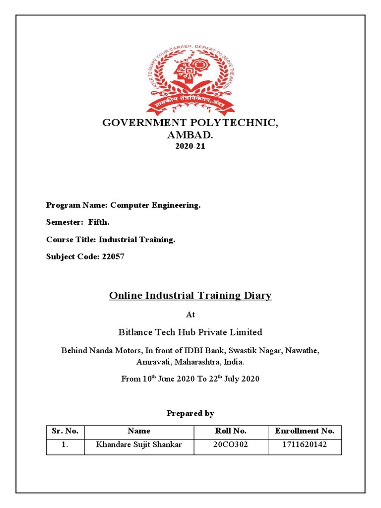 Computer Engg. Training Diary | PDF | Html Element | Web Development