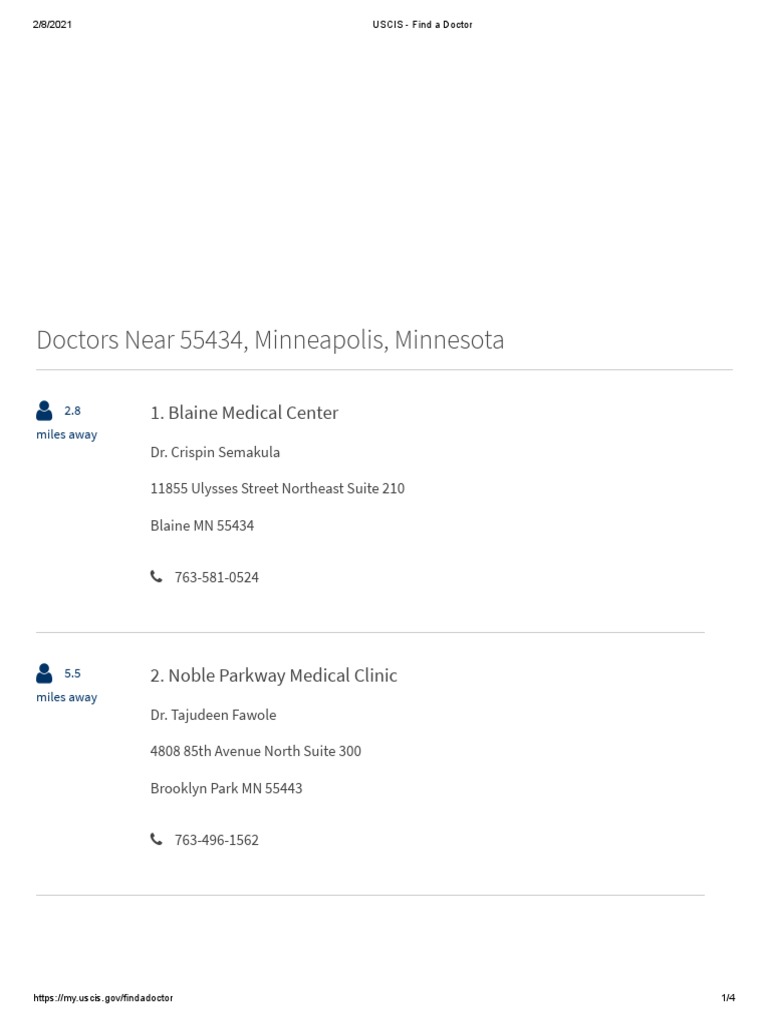 USCIS Doctor Directory: Minneapolis | PDF | Health Care