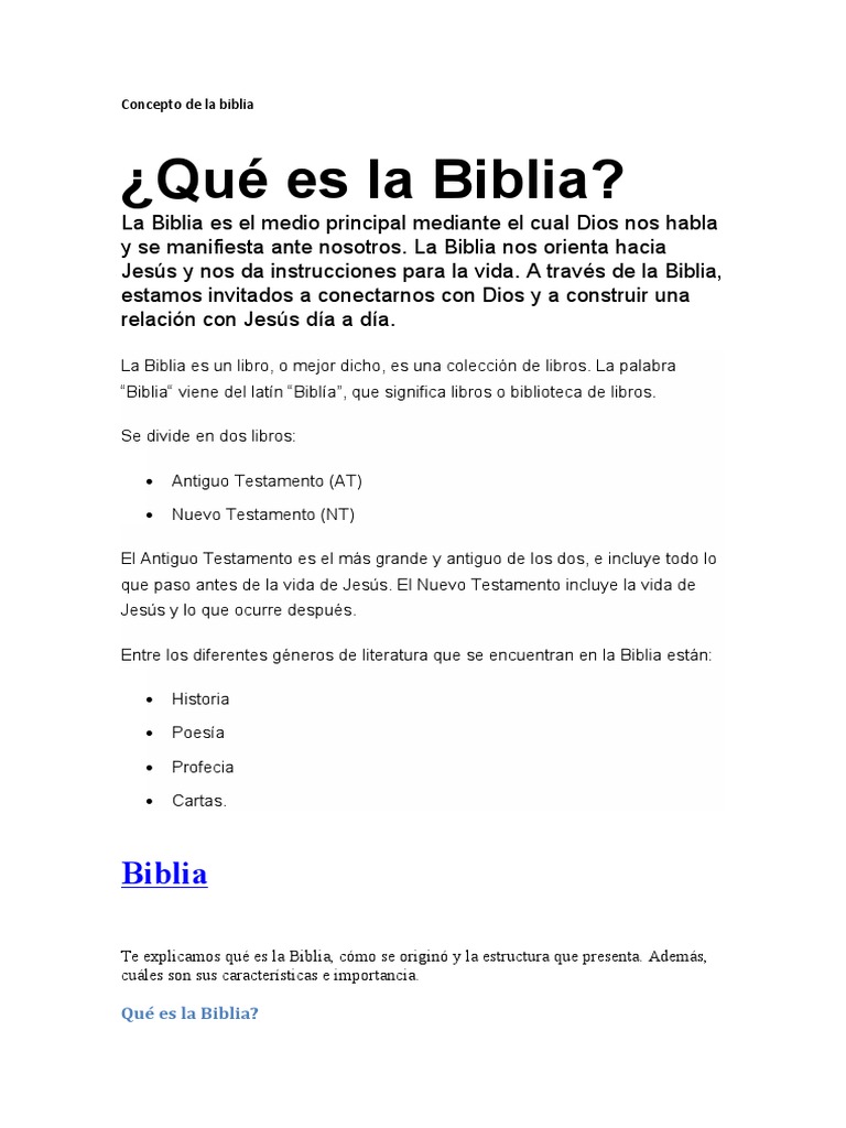 Definición y Concepto de la Biblia | PDF | Biblia | Viejo Testamento
