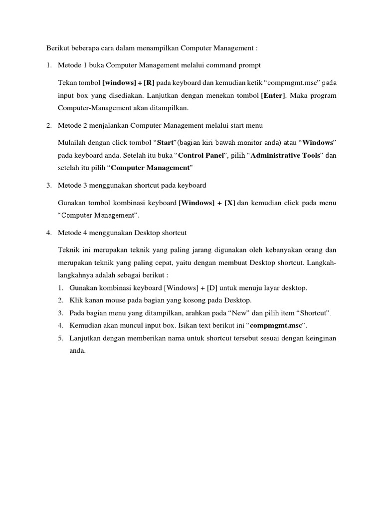 Cara Menampilkan Computer Management | PDF