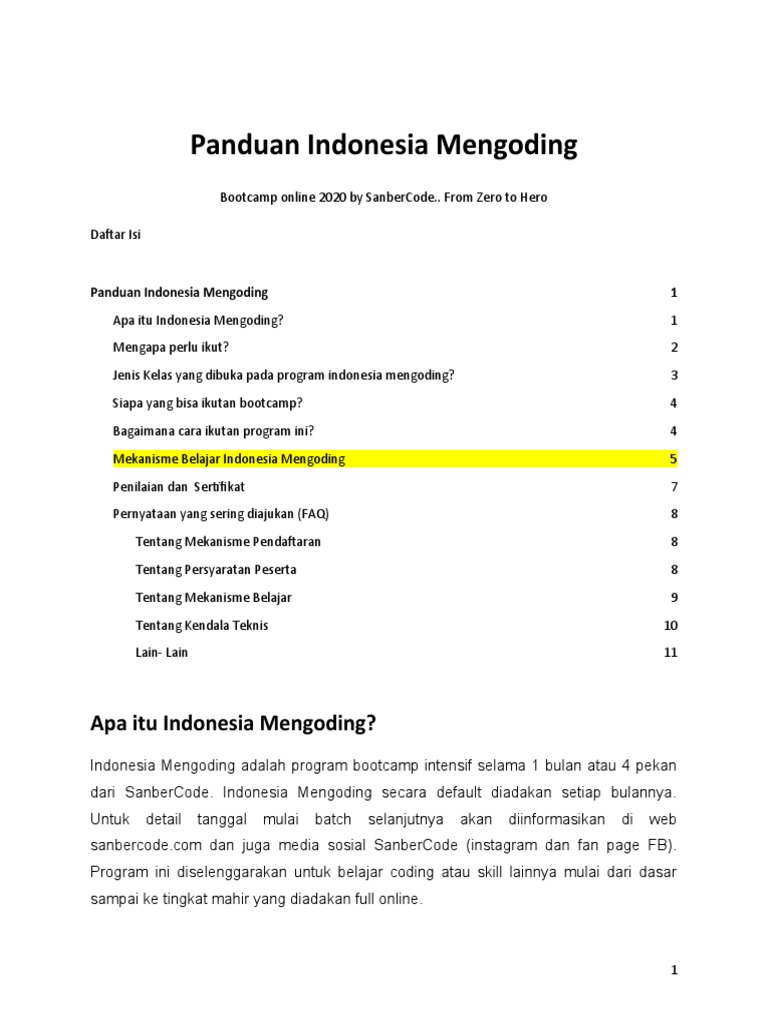 Panduan Bootcamp Full Online (SanberCode Bootcamp) | PDF | Karier & Perkembangan