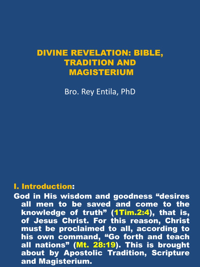 Divine Revelation: Bible, Tradition, Magisterium | PDF | Revelation ...