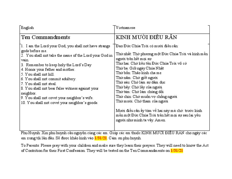 Ten Commandments (Viet) | PDF