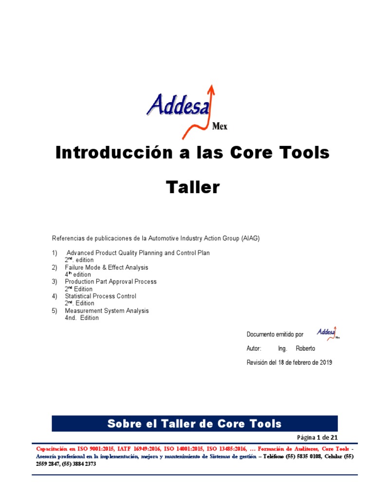 Introducción A Las Core Tools | PDF | Calidad (comercial) | Sistema de manejo de calidad