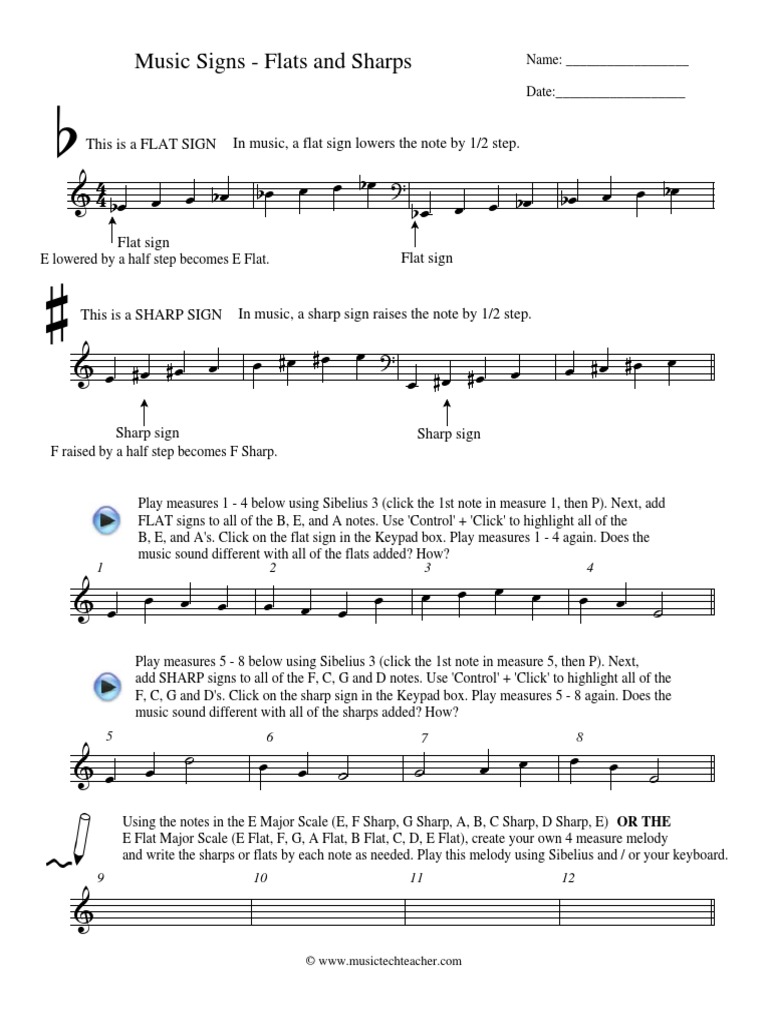 Worksheet 0005 Music Signs Flats and Sharps | Download Free PDF | Sound ...