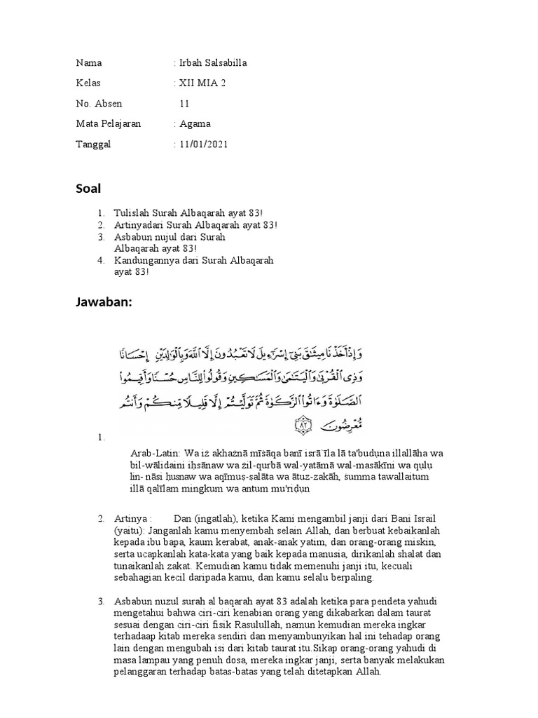 Irbah Salsabilla (11) - XIIMIA 2-Tugas 1 Agama Islam | PDF