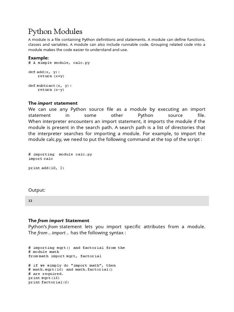 Python Modules: Example | PDF | Python (Programming Language) | Modular Programming