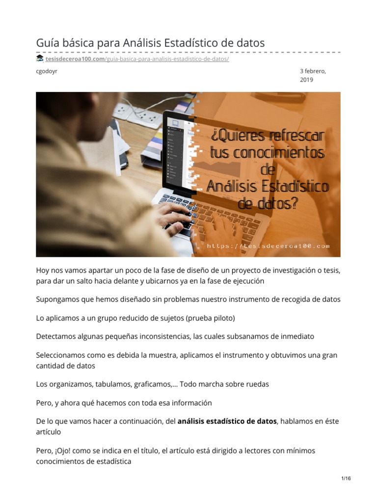 Guía Básica para Análisis Estadístico de Datos | PDF | Estadísticas ...