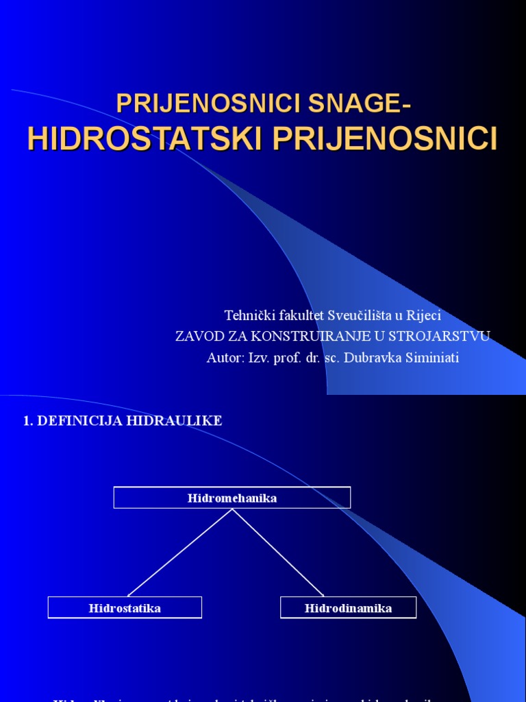 Hidrostatski Prijenosnici - Prezentacija | PDF
