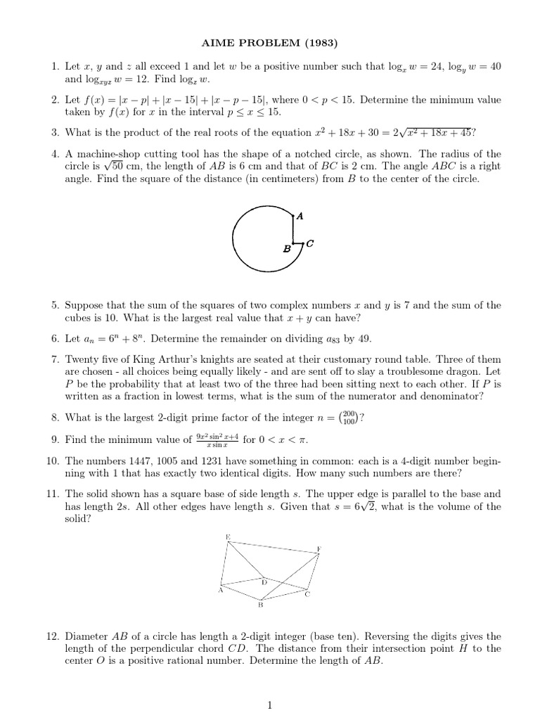Aime Problem | PDF | Area | Numbers