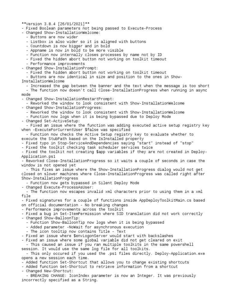 Change Log | PDF | Windows Registry | Parameter (Computer Programming)