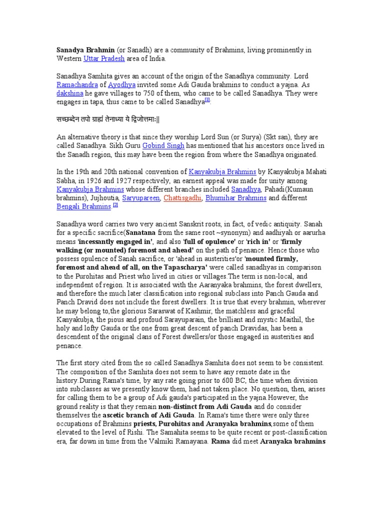 Sanadya Brahmin | PDF | Indian Religions | Sikhism