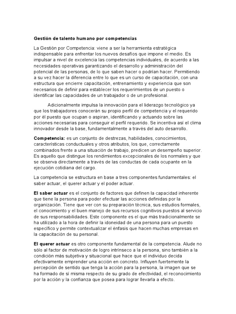 Gestión de Talento Humano Por Competencias | PDF | Motivación | Motivacional