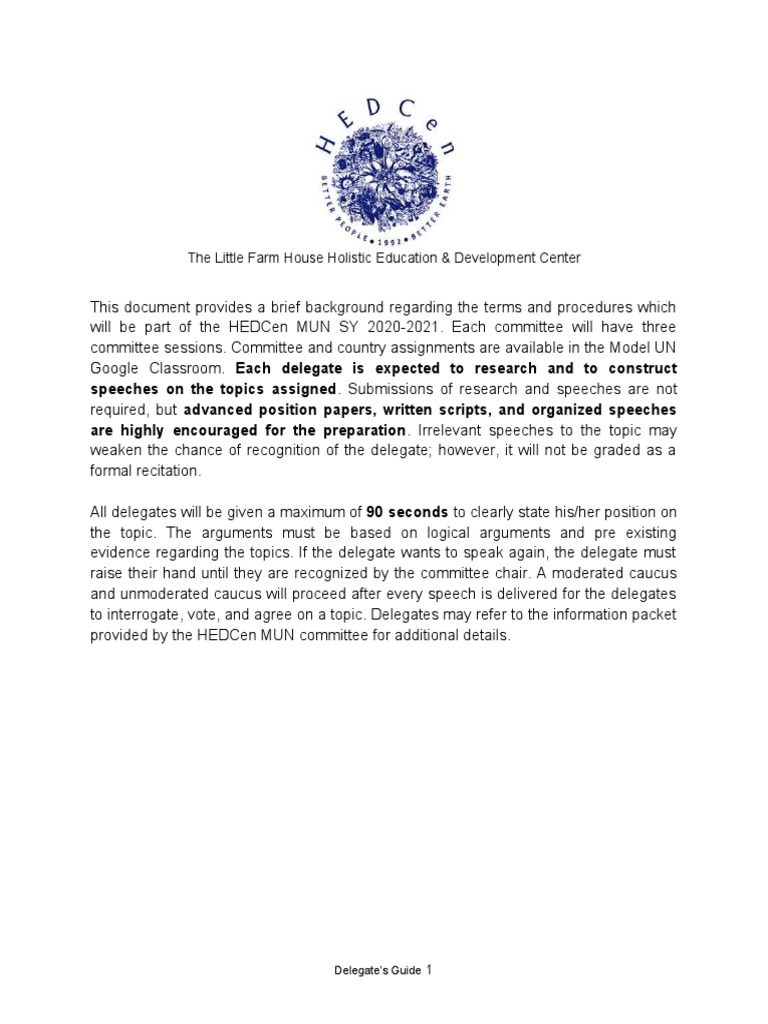 Model UN Delegate's Guide | PDF | Committee | United Nations