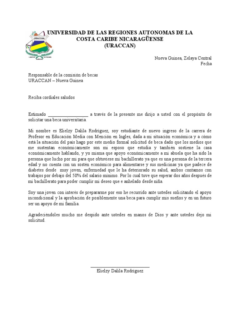 Carta Solicitud de Beca | PDF