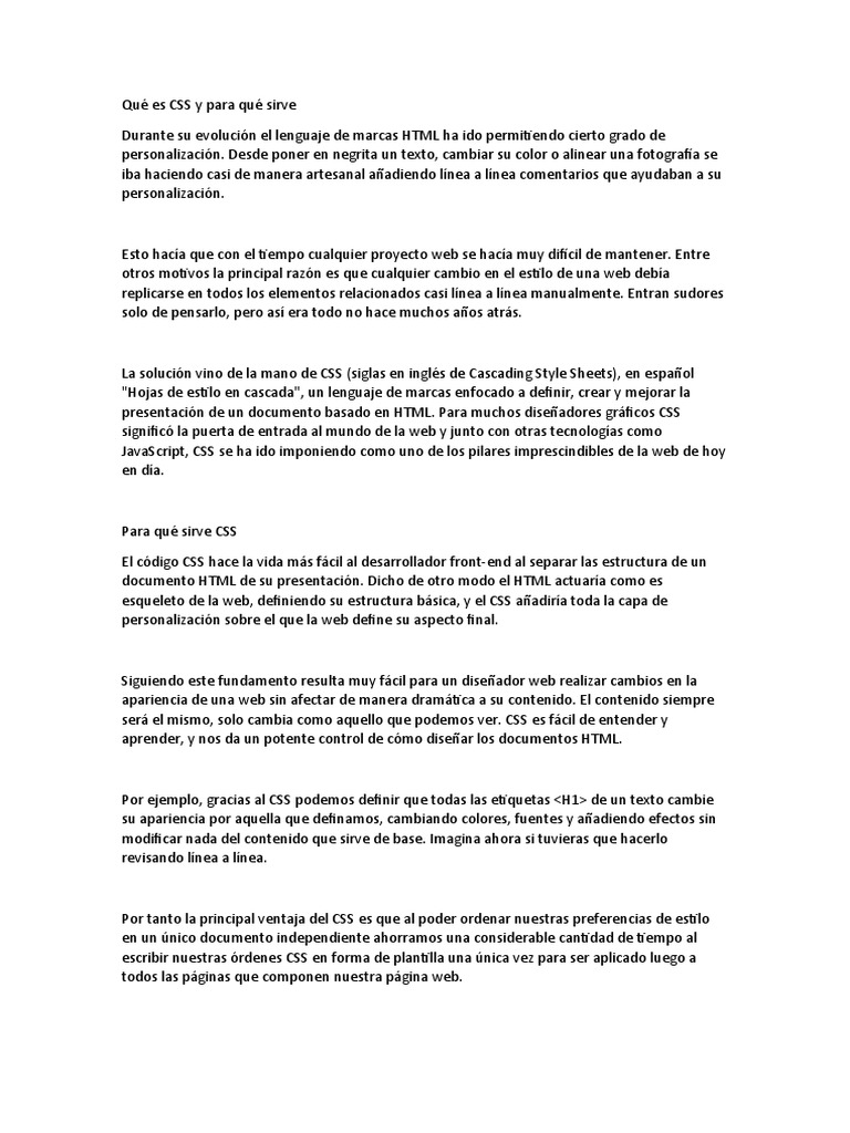 Qué Es CSS y para Qué Sirve | PDF | HTML | Red mundial