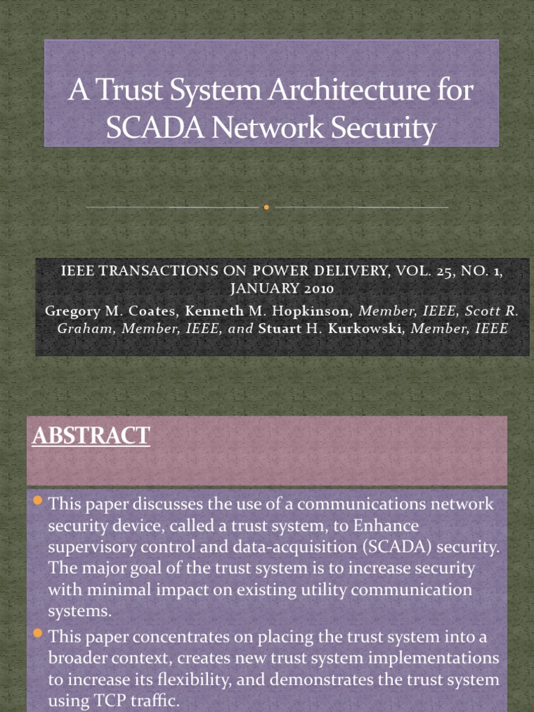 A Trust System Architecture For | PDF | Scada | Computer Network