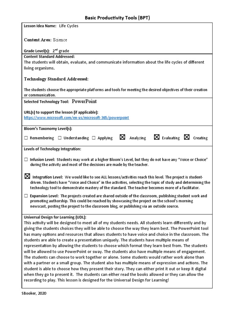 m05 Basic Productivity Tools Lesson Idea Template | PDF | Teachers | Education Theory