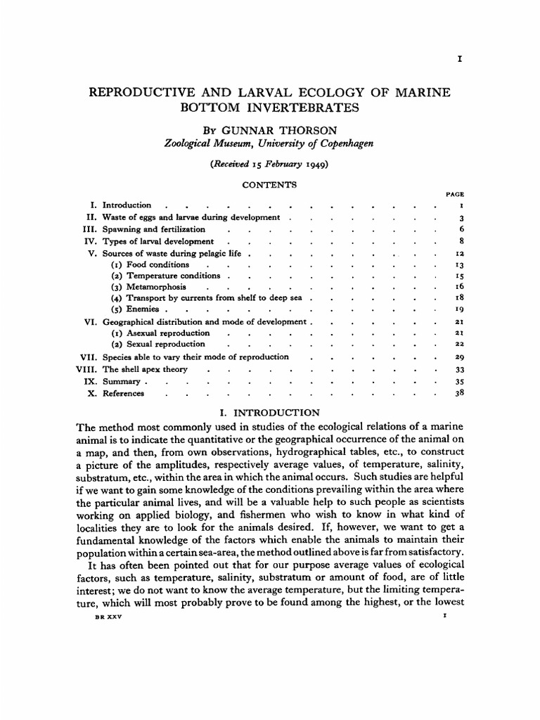 1950 - Thorson - Larval Ecology | PDF | Spawn (Biology) | Egg